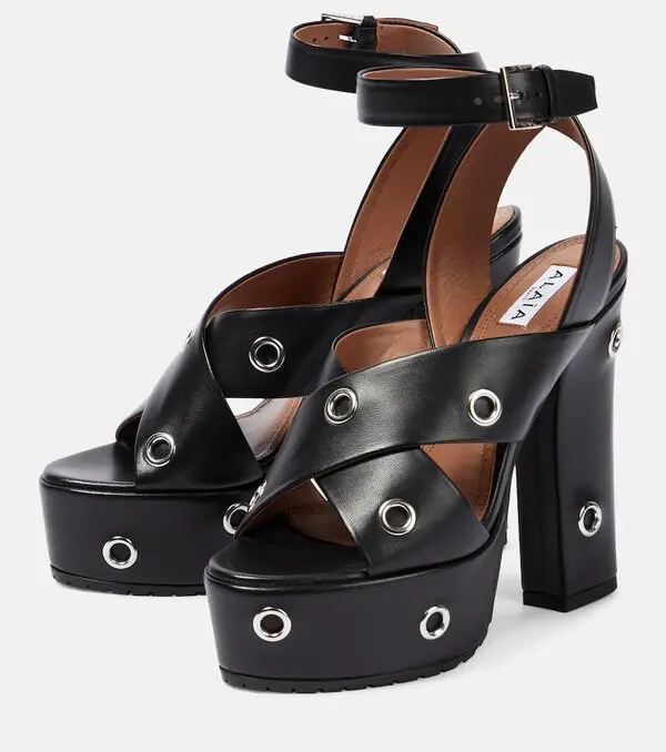 Alaïa Eyelet-embellished Leather Sandals - Black