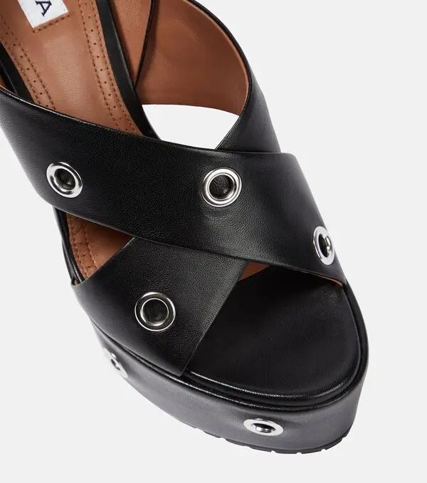 Alaïa Eyelet-embellished Leather Sandals - Black