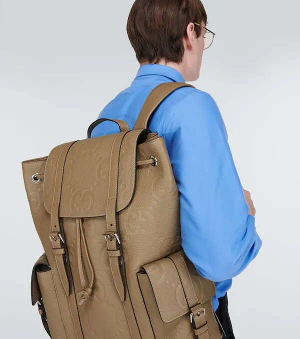 Gucci Jumbo Gg Leather Backpack - Brown | Editorialist
