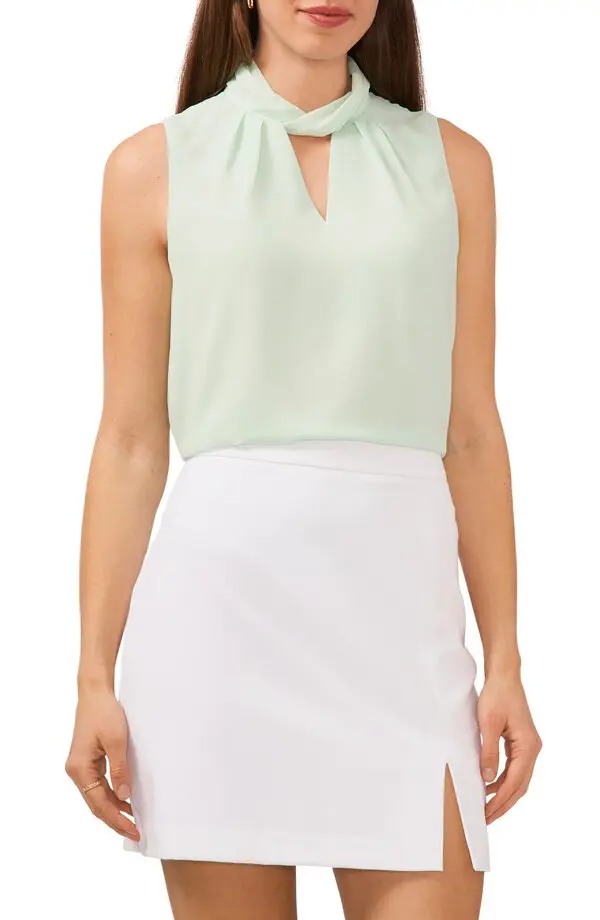 Halogen Twist Neck Sleeveless Blouse - Seafoam Green