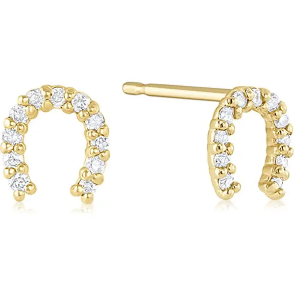 SET & STONES Alpine Diamond Horseshoe Stud Earrings - Yellow Gold