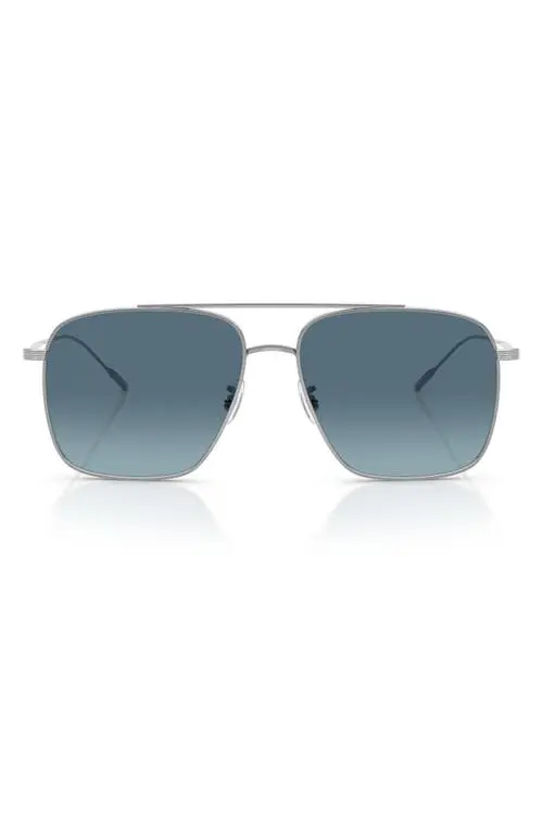Oliver Spencer Dresner 56mm Mirrored Pilot Sunglasses - Silver/marine Gradient
