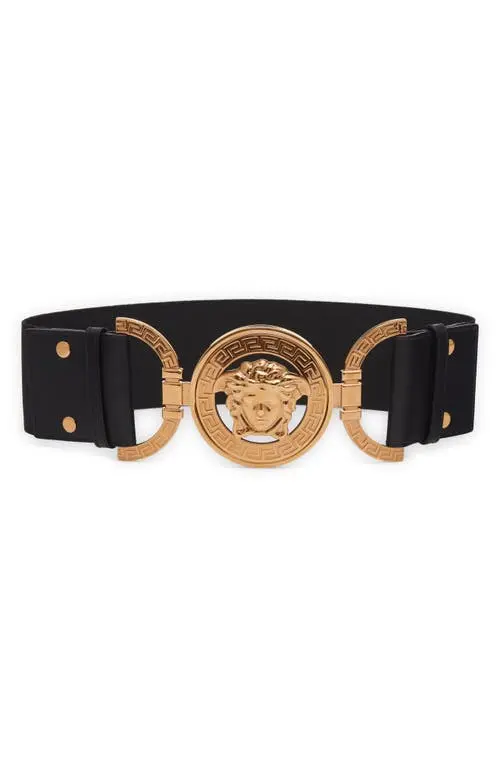 Versace La Medusa Wide Elastic Belt - Black-versace Silver