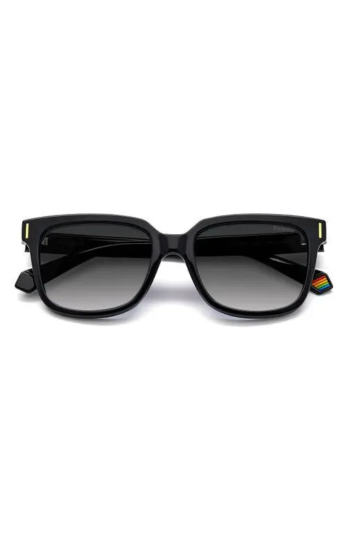 POLAROID 54mm Polarized Rectangular Sunglasses - Black/gray Polar