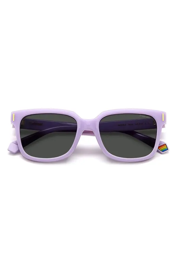 POLAROID 54mm Polarized Rectangular Sunglasses - Lilac/ Gray Polar