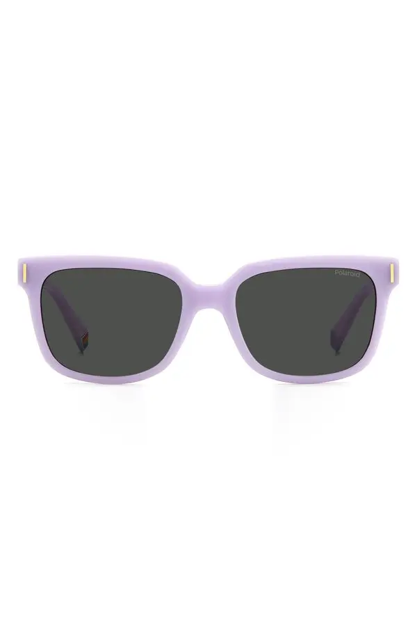 POLAROID 54mm Polarized Rectangular Sunglasses - Lilac/ Gray Polar
