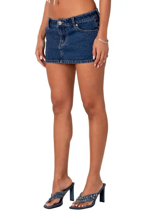 EDIKTED Spencer Low Rise Denim Mini Skirt - Blue
