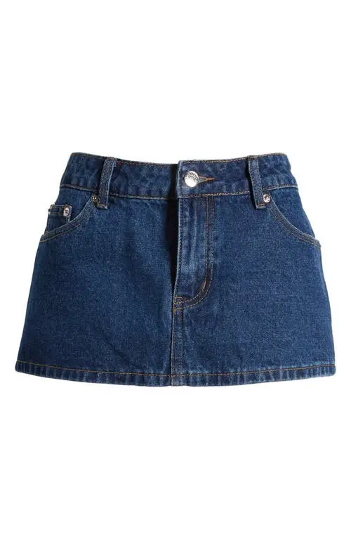 EDIKTED Spencer Low Rise Denim Mini Skirt - Blue