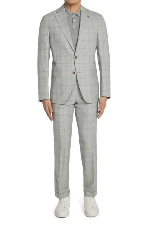 JACK VICTOR Mcallen Unconstructed Plaid Wool Suit