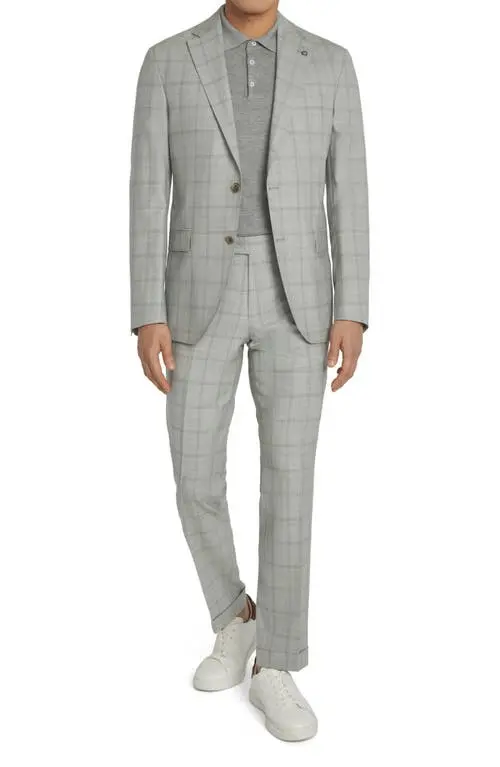 JACK VICTOR Mcallen Unconstructed Plaid Wool Suit