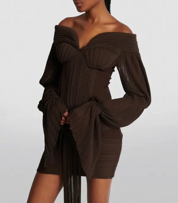 Balmain Off-the-shoulder Draped Mini Dress