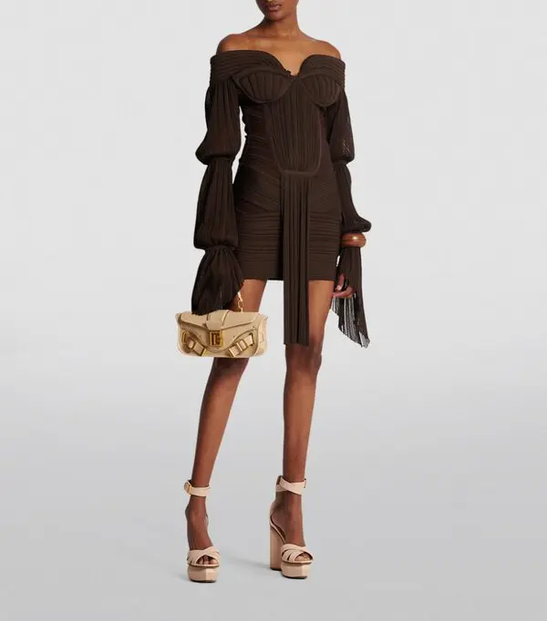 Balmain Off-the-shoulder Draped Mini Dress