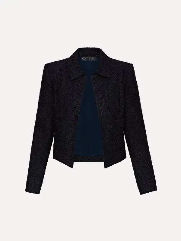 Oscar De La Renta Boucle Tweed Jacket - Navy