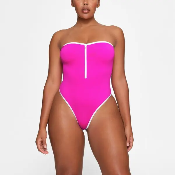 SKIMS Zip Up Swim Strapless One Piece