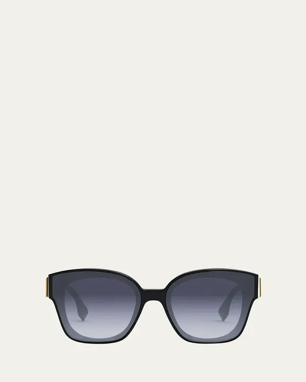 Fendi Oversized F Logo Cat-eye Sunglasses - Shiny Black
