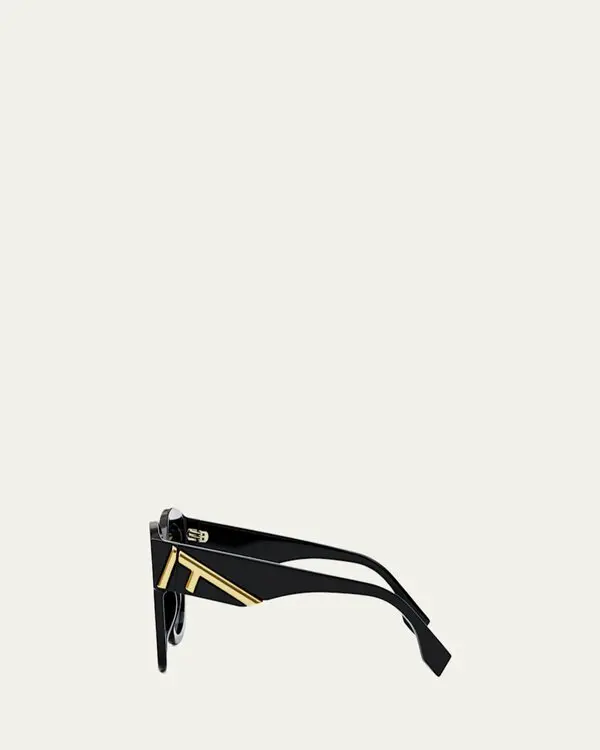 Fendi Oversized F Logo Cat-eye Sunglasses - Shiny Black