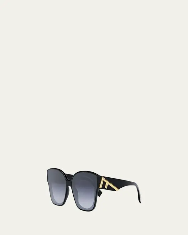 Fendi Oversized F Logo Cat-eye Sunglasses - Shiny Black