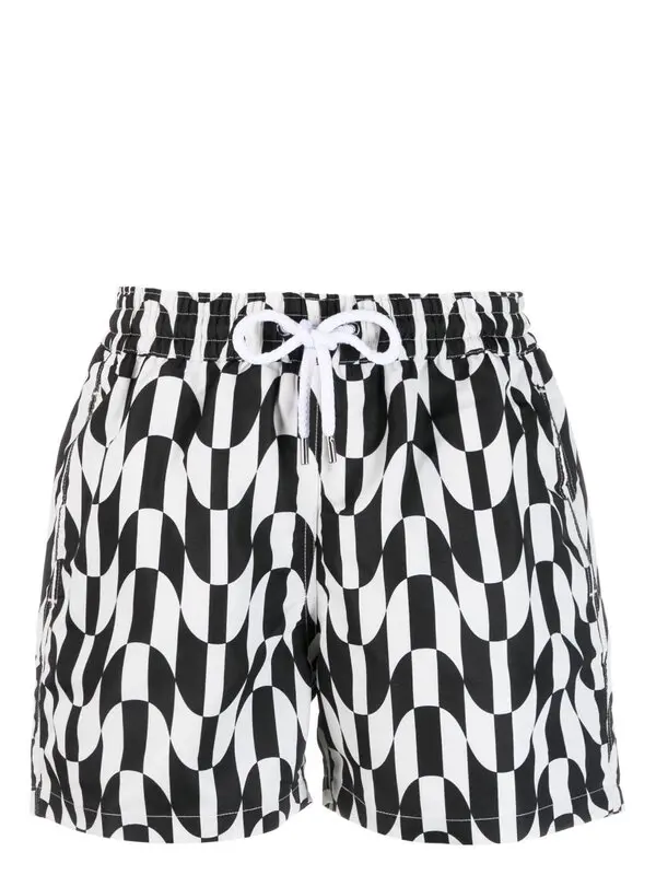 Frescobol Carioca Copacabana Checked Swim Shorts - Black