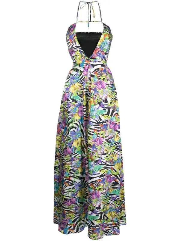 Just Cavalli Printed Halterneck Maxi Dress