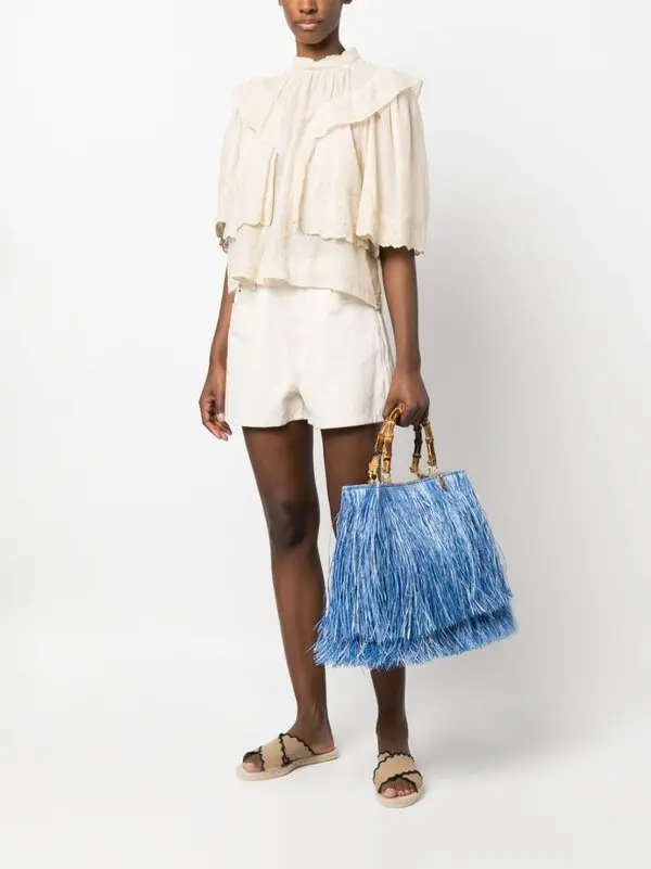 LA MILANESA Scicli Fringed-raffia Tote Bag
