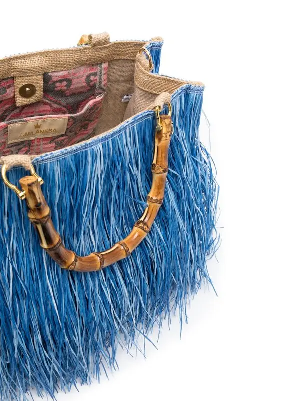 LA MILANESA Scicli Fringed-raffia Tote Bag