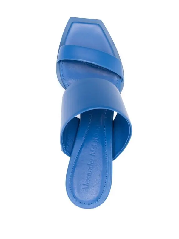 Alexander McQueen 75mm Platform Leather Sandals - Blue