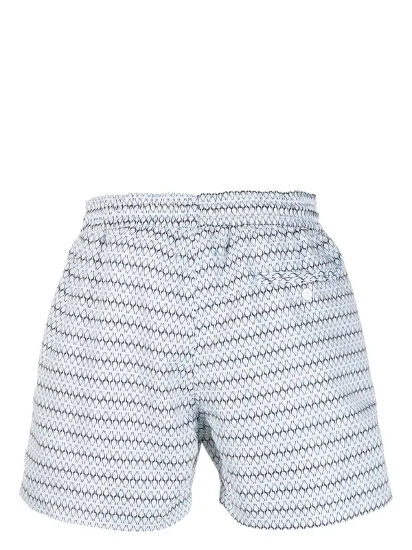 Frescobol Carioca Graphic-print Drawstring Swim Shorts - Blue