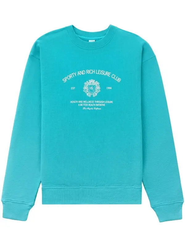 Sporty & Rich Slogan-print Crewneck Sweatshirt - Blue