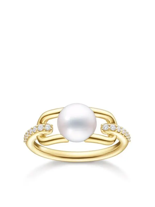 TASAKI 18kt Yellow Fine Links Pearl Ring - Gold