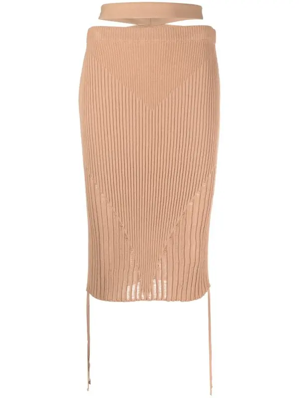 ANDREĀDAMO Ribbed-knit Pencil Skirt - Neutrals