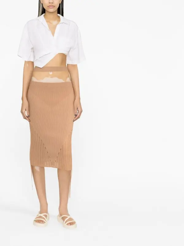 ANDREĀDAMO Ribbed-knit Pencil Skirt - Neutrals