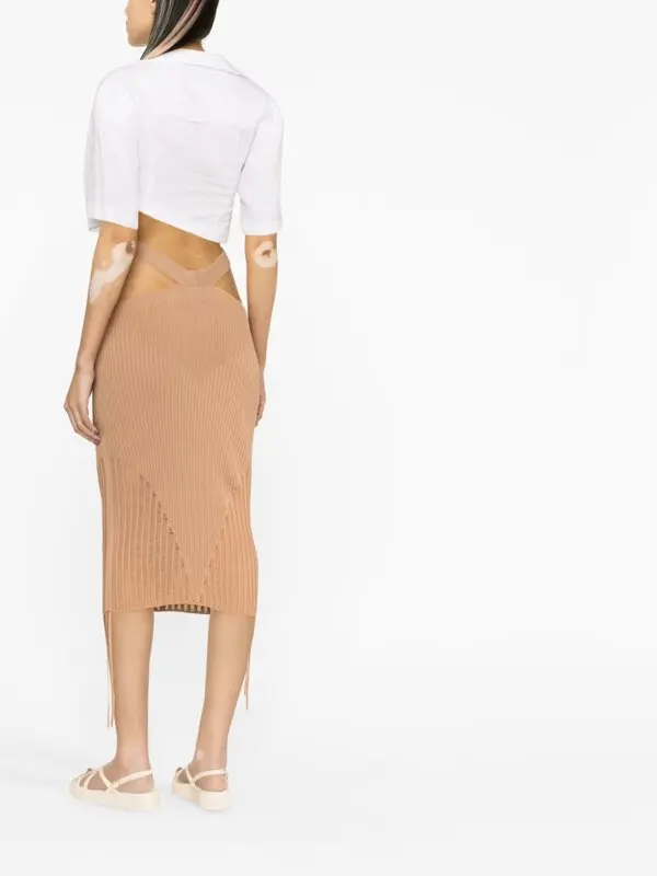 ANDREĀDAMO Ribbed-knit Pencil Skirt - Neutrals