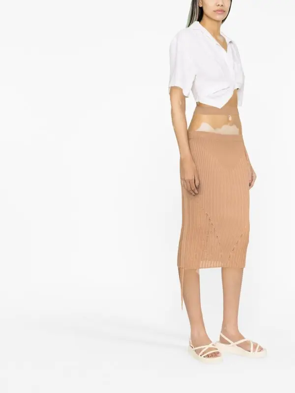 ANDREĀDAMO Ribbed-knit Pencil Skirt - Neutrals