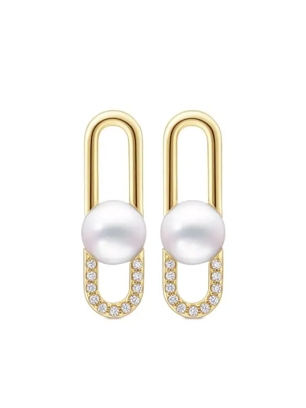 TASAKI Collection Line Fine Link Pearl Drop Earrings - Gold
