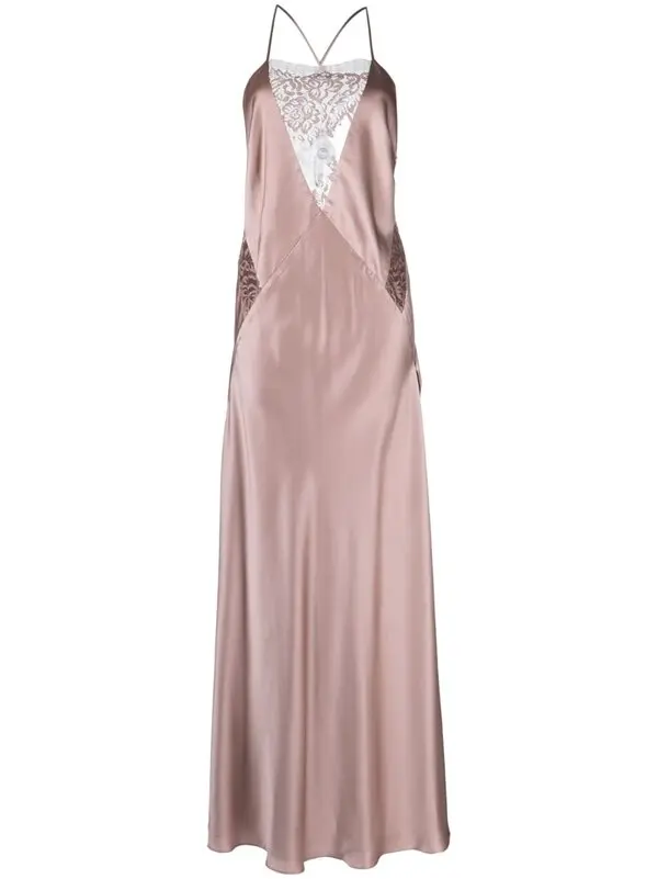 Michelle Mason Lace-inset Gown - Pink