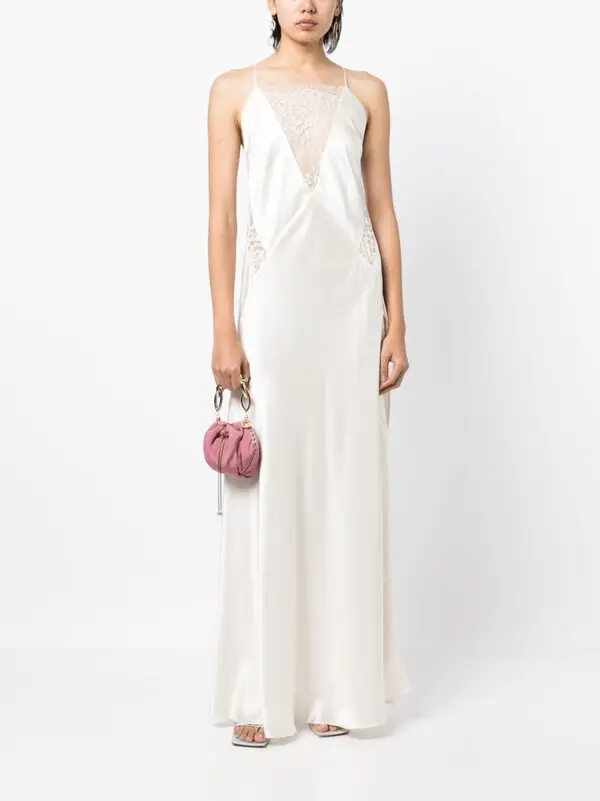 Michelle Mason Lace-inset Gown - White