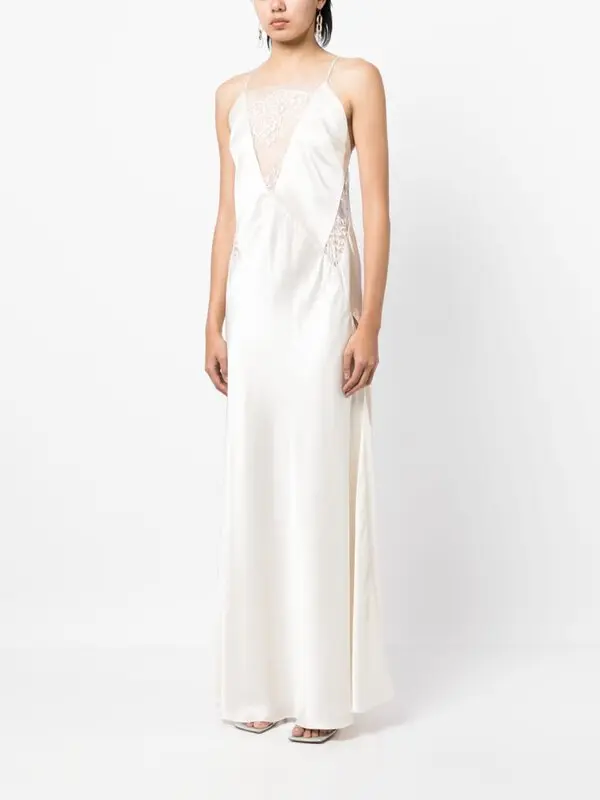 Michelle Mason Lace-inset Gown - White