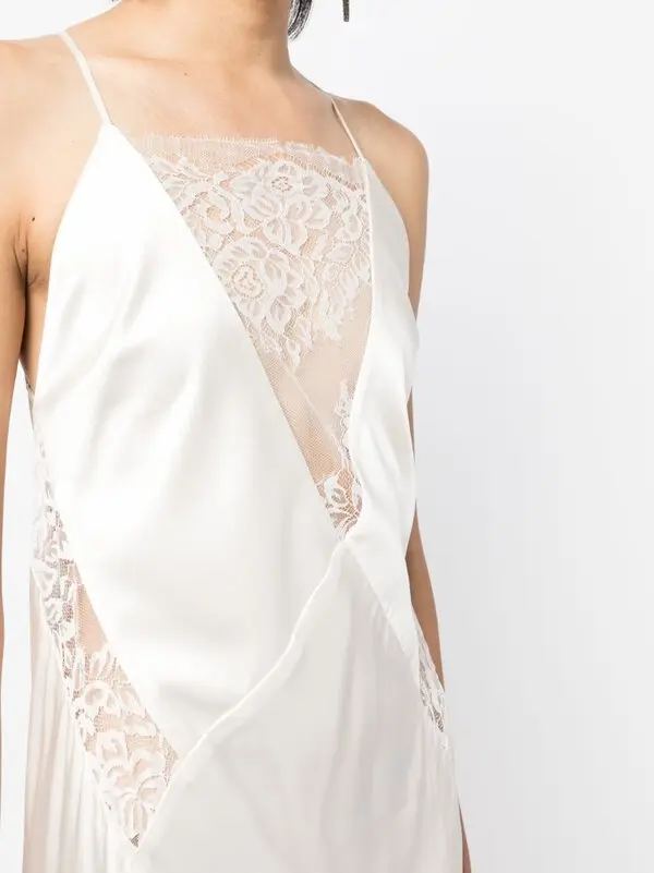 Michelle Mason Lace-inset Gown - White