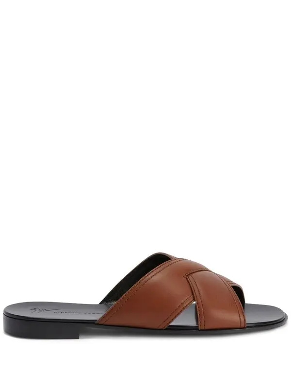 GIUSEPPE ZANOTTI Flavio Crossed-leather Sandals - Brown