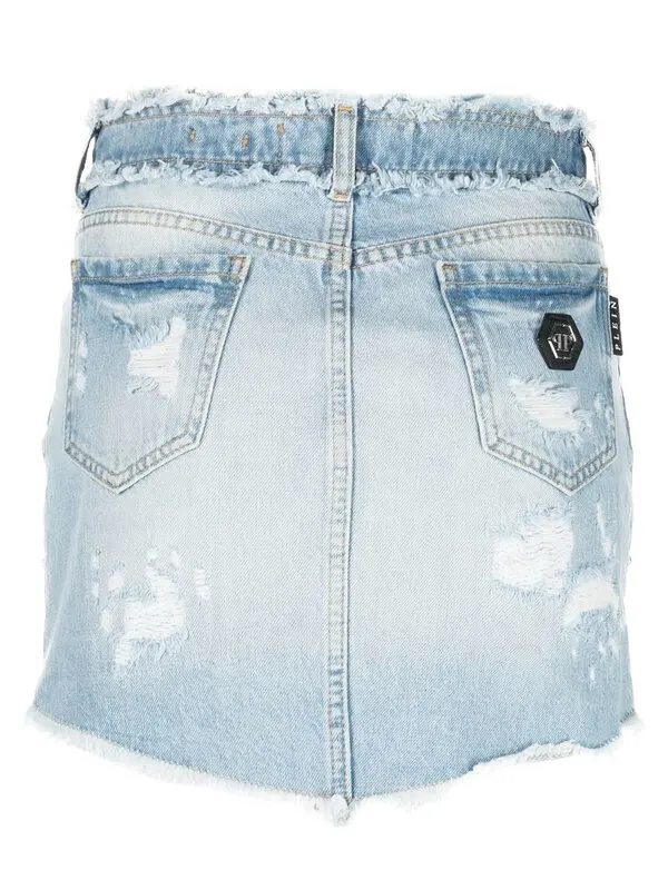 Philipp Plein Crystal-embellished Denim Mini Skirt