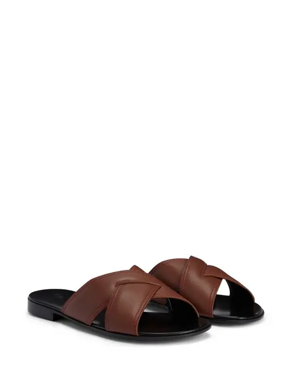 GIUSEPPE ZANOTTI Flavio Crossover-straps Leather Sandals - Brown