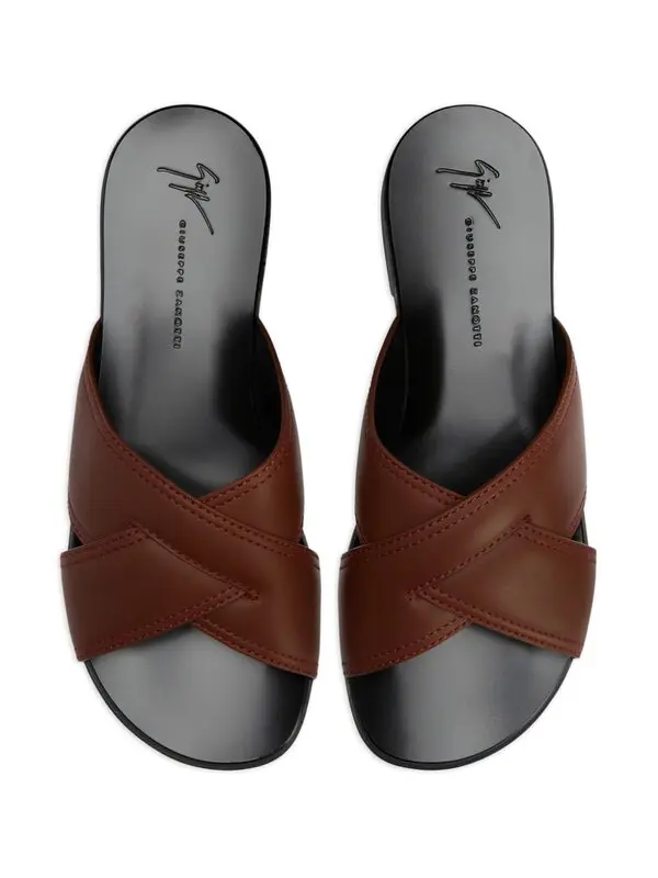 GIUSEPPE ZANOTTI Flavio Crossover-straps Leather Sandals - Brown