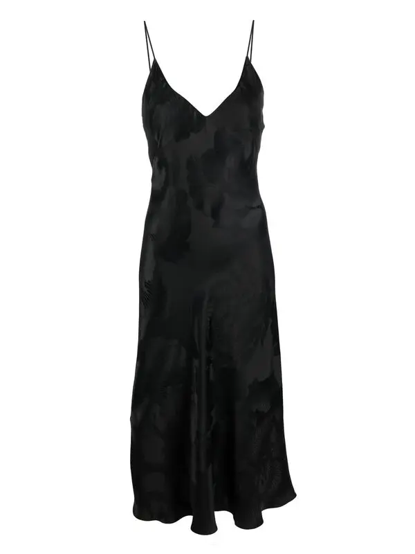 Carine Gilson Silk Jacquard-print Midi Slip Dress - Black