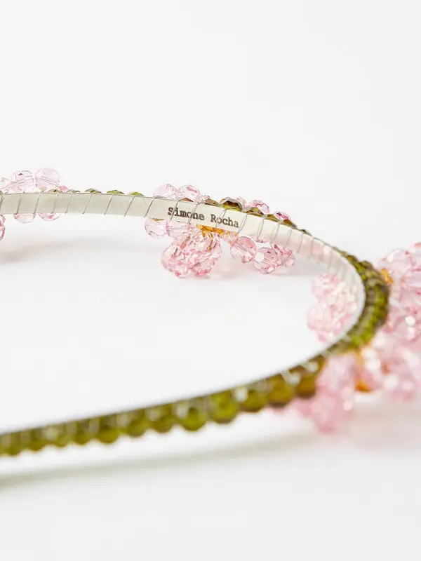 Simone Rocha Pink and Green Floral Beaded Headband Simone Rocha Headband - Pink Hair Accessories, Accessories  main image 4