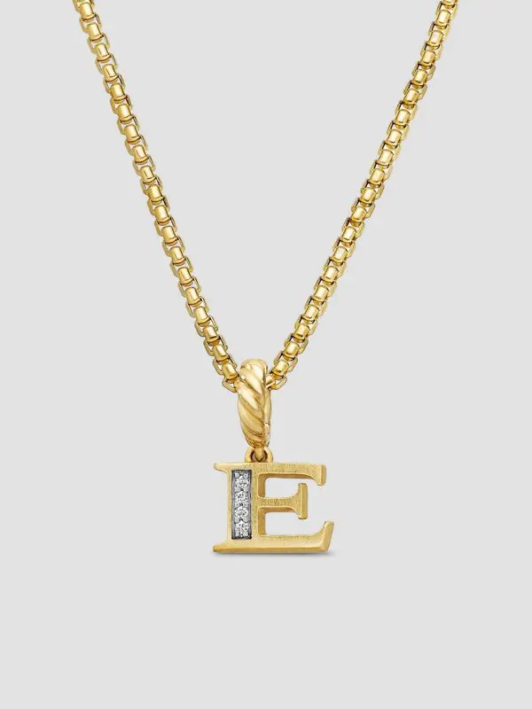 David Yurman Pavé Initial Pendant In 18k Yellow Gold - Initial E