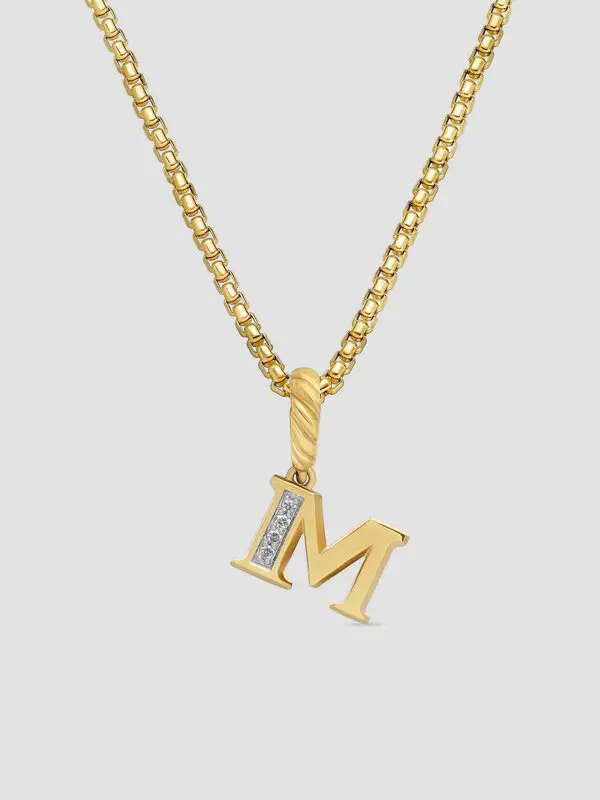 David Yurman Pavé Initial Pendant In 18k Yellow Gold - Initial M