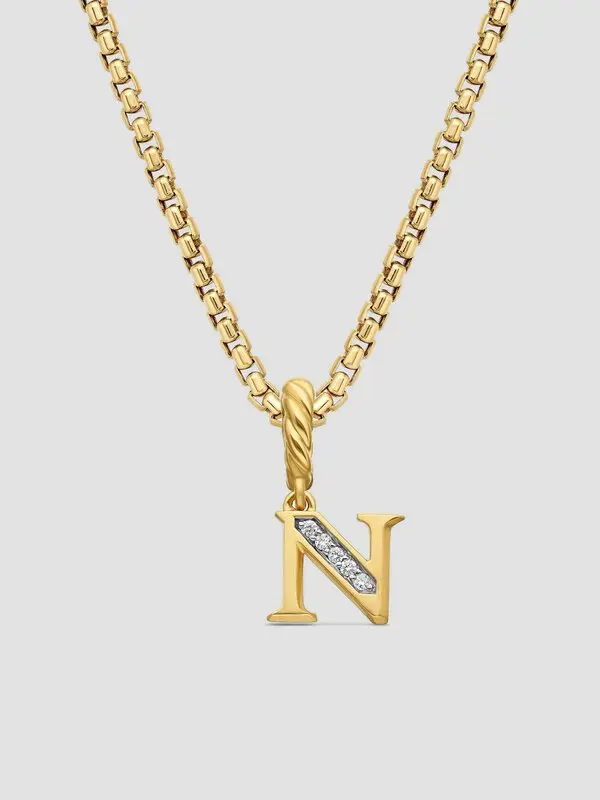 David Yurman Pavé Initial Pendant In 18k Yellow Gold - Initial N