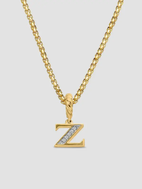 David Yurman Pavé Initial Pendant In 18k Yellow Gold - Initial Z