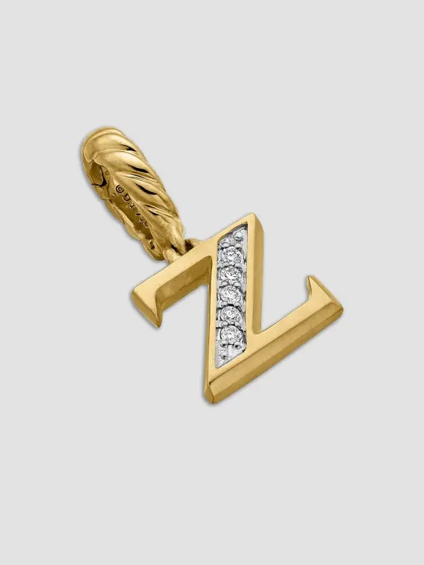 David Yurman Pavé Initial Pendant In 18k Yellow Gold - Initial Z