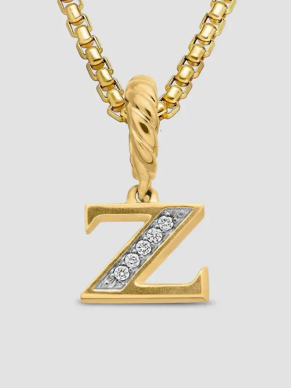 David Yurman Pavé Initial Pendant In 18k Yellow Gold - Initial Z